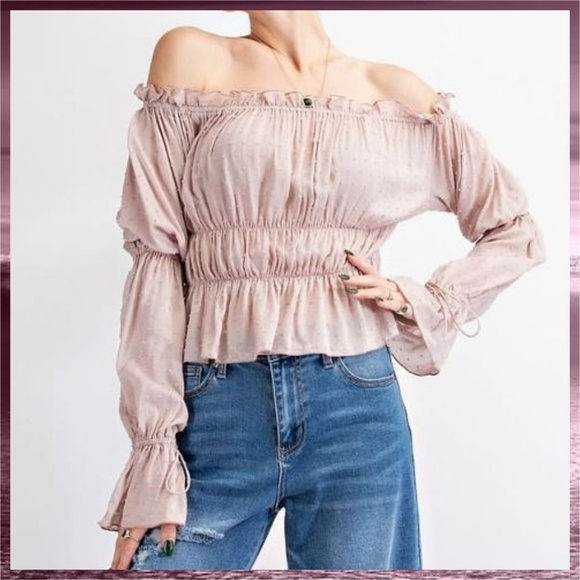 easel | Tops | Easel Sweeten Up Sexy Swiss Dot Silklike Off Shoulder ...